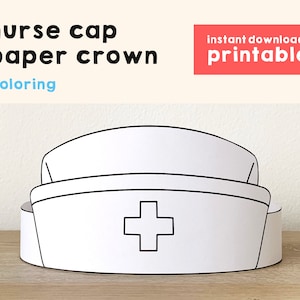 Nurse Cap Hat Paper Crown Party Coloring Printable Kids Craft - Etsy UK