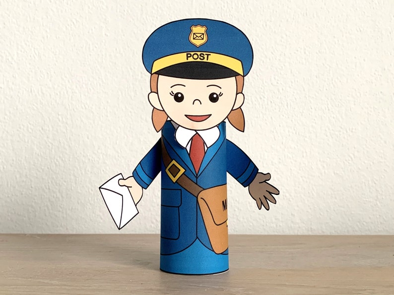 Postman Toilet Paper Roll Craft Mail Carrier Party Coloring Printable ...