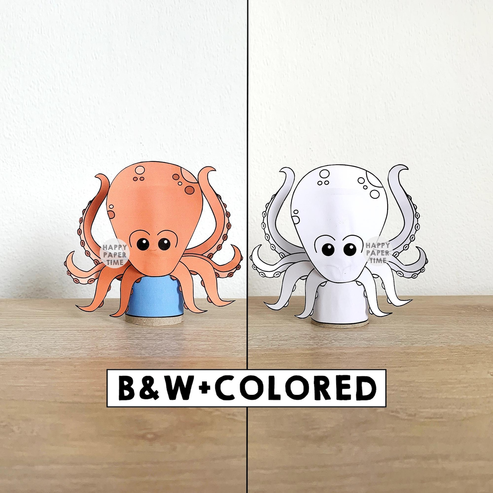 Octopus Toilet Paper Roll Craft Ocean Animal Beach Sea Party Coloring ...