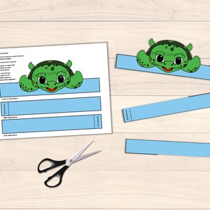 Sea Turtle Paper Crown Party Coloring Printable Party Hat Kids Craft ...