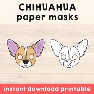 Chihuahua Dog Mask Animal Mask Party Favor Printable Dog Costume Diy ...
