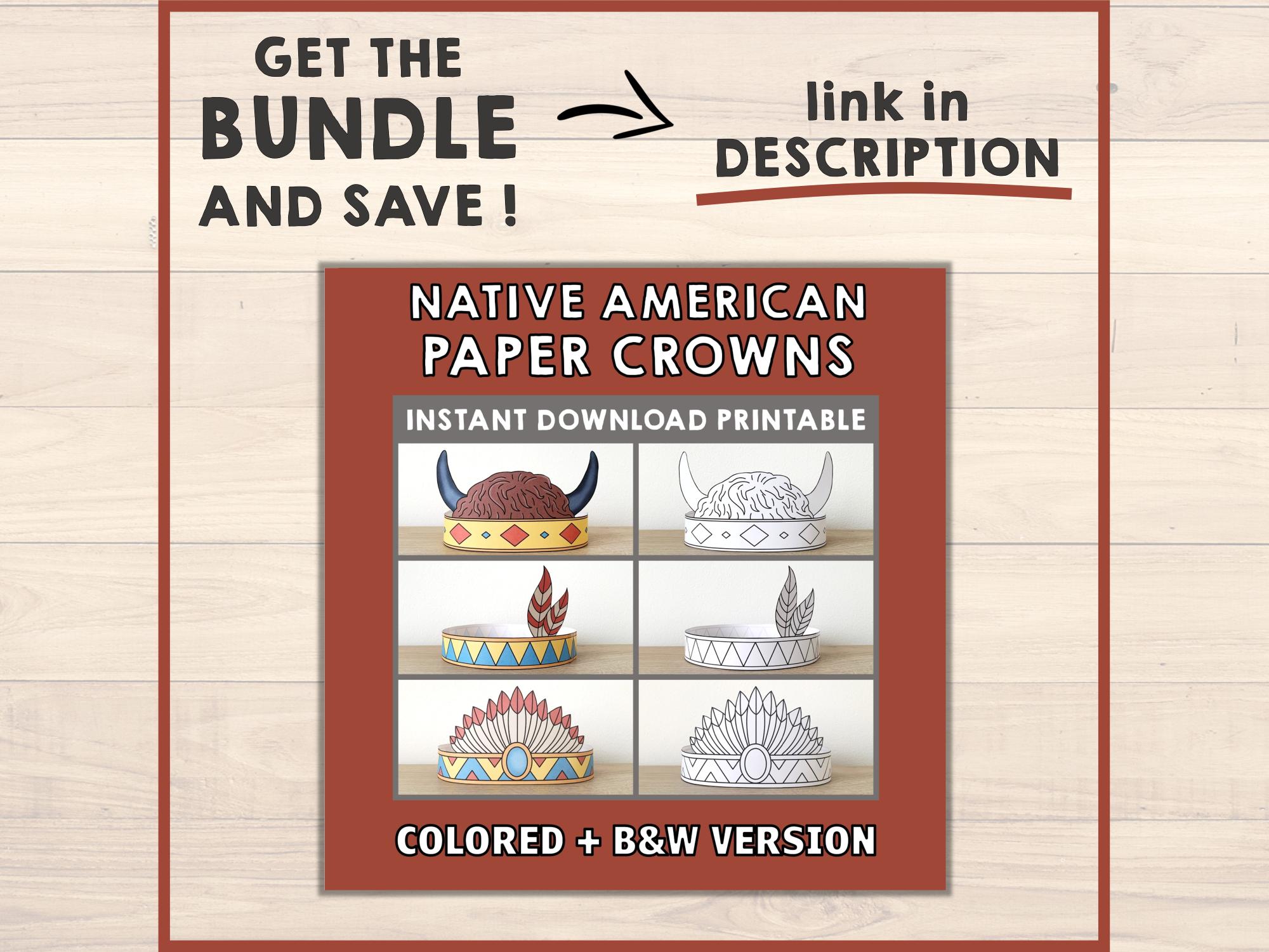 Native American Paper Craft Headdress Crown Party Template Printable ...