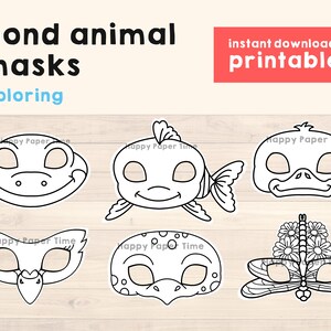 Pond Animals Paper Mask Craft Activity Coloring for Kids, Duck, Frog ...