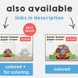 Easter Eggs Basket Paper Crown Coloring Headband Easter Cut Out Party ...