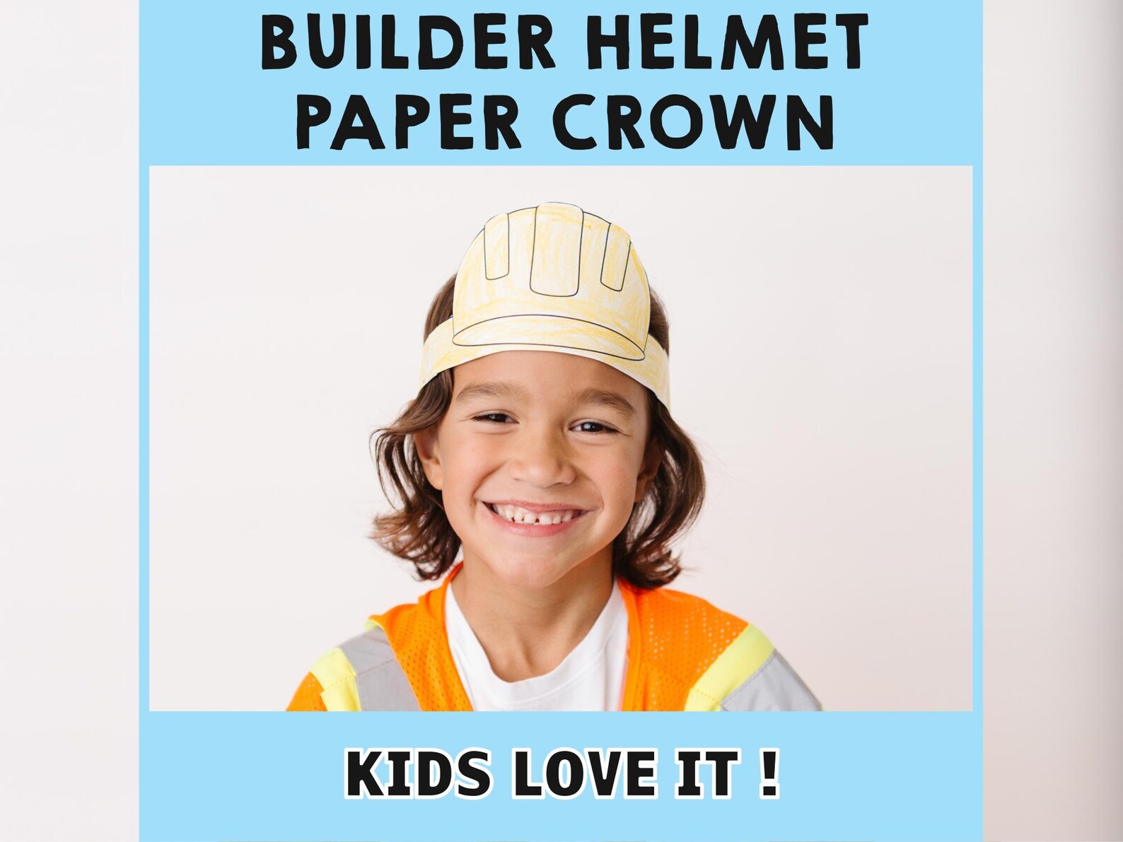 Construction Worker Builder Helmet Paper Crown Party Coloring Printable ...