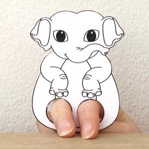 Asian Elephant Paper Craft Printable Asian Animal Finger Puppet Kids ...
