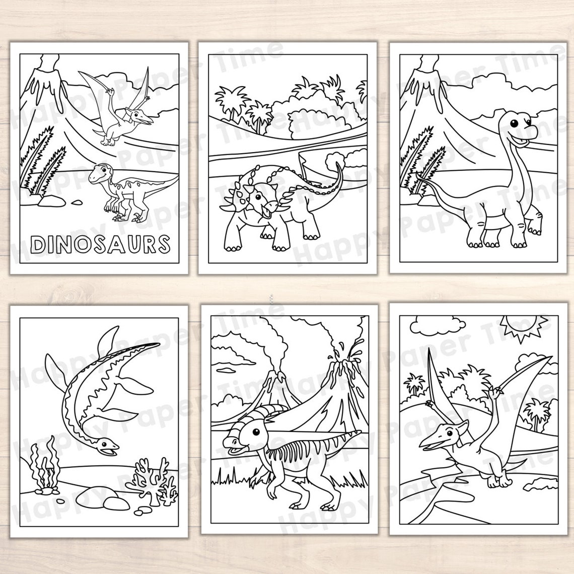 Dinosaurs Coloring Pages Jurassic Prehistoric Theme - Etsy