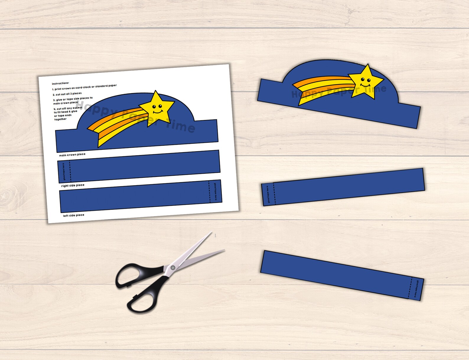 Shooting Star Paper Crowns Astronomy Summer Spring Printable Kids Craft ...