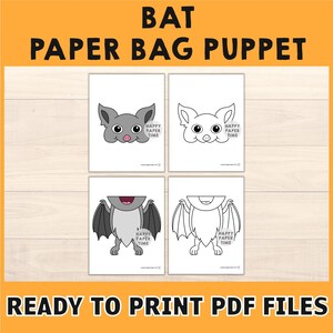 Bat Paper Bag Puppet Printable Halloween Craft Activity Cut Paste ...