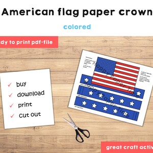 American Flag Paper Crown 4th of July Patriotic Headband Activity ...