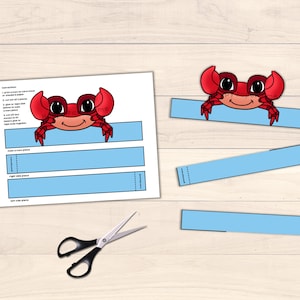 Crab Paper Crown Party Coloring Printable Party Hat Kids Craft Ocean ...