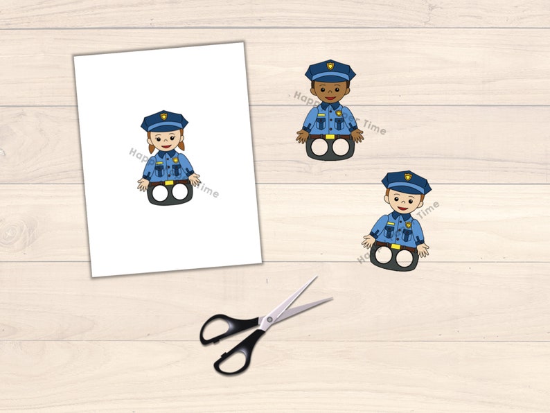 Police Officer Paper Craft Printable Community Helper Finger - Etsy