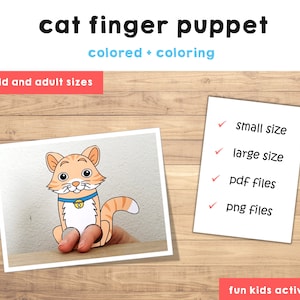 Cat Kitten Paper Craft Printable Pet Animal Finger Puppet Kids Craft ...