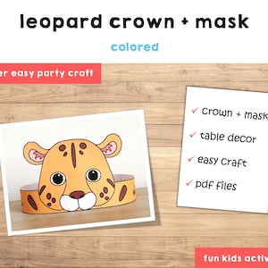 Leopard Paper Crown Mask Jungle Cat Animal Template Coloring Activity ...