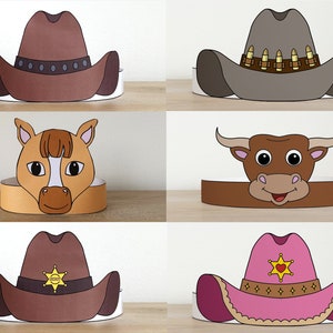 Wild West Paper Crown Headband Cowboy Sheriff Cowgirl Party Activity ...