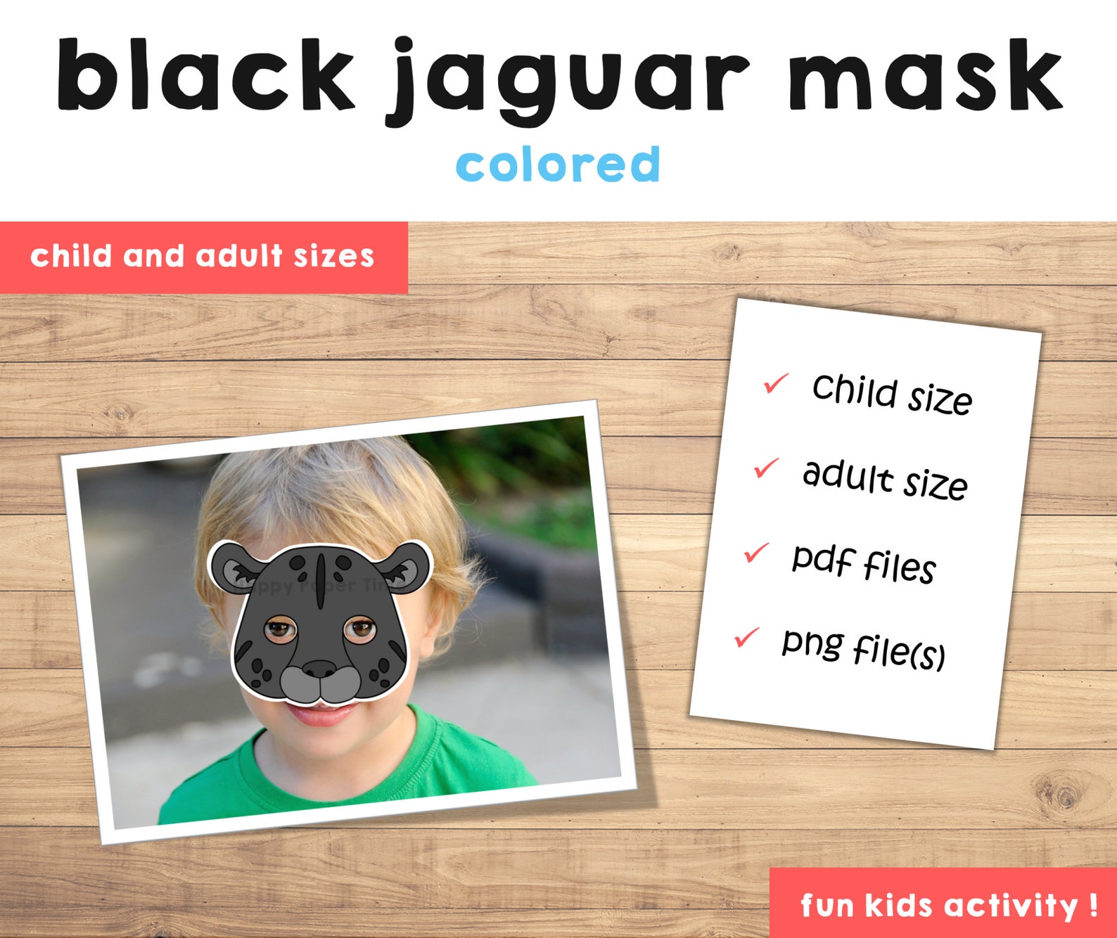 Black Jaguar Panther Mask Printable Party Favor Costume Mask - Etsy