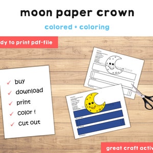 Moon Paper Crowns Astronomy Summer Spring Printable Kids Craft Birthday ...