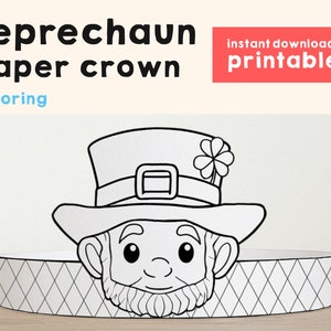 Leprechaun Paper Crown Headband St Patrick's Day Party Coloring ...