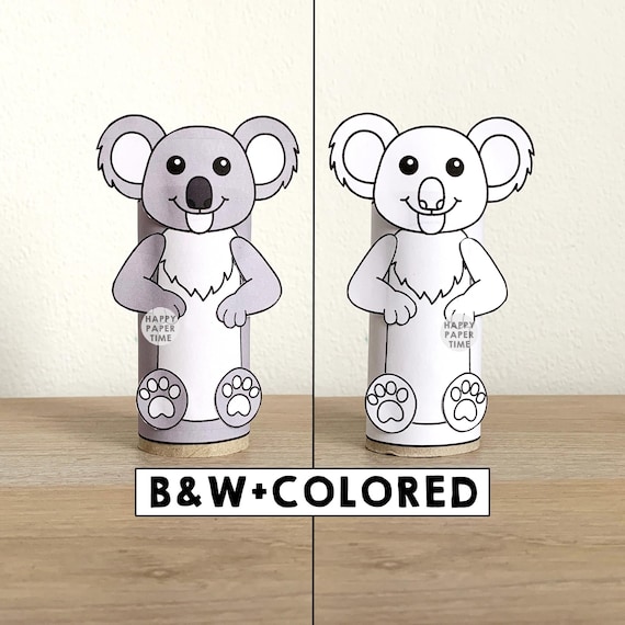 Australian Animals Toilet Paper Roll Craft Printable Coloring Activity
