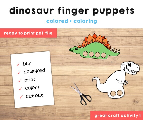 Dinosaur Puppet Paper Craft Printable Finger Puppet Kids, 51% OFF