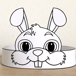 Bunny Paper Crown Headband Coloring Pet Animal Printable Kids Craft ...
