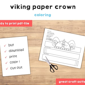 Viking Paper Crown Activity Printable Kids Craft Helmet Medieval ...