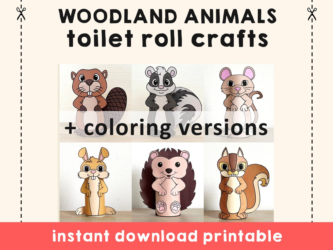 Woodland Animals Toilet Paper Roll Craft Forest Party Coloring ...