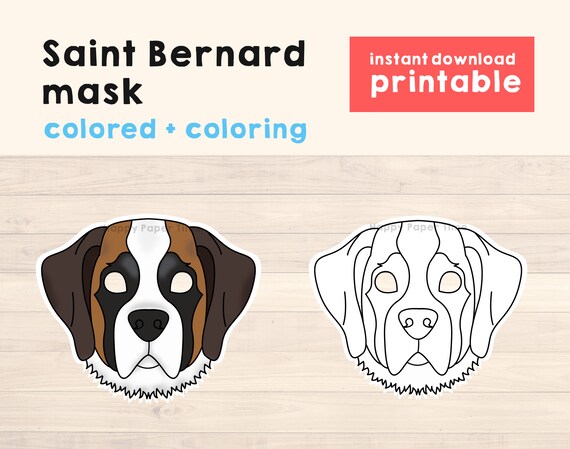 Saint Bernard Dog Mask Animal Mask Party Favor Printable Dog - Etsy