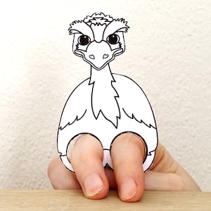 Emu Paper Craft Printable Australian Animal Finger Puppet Kids Craft ...