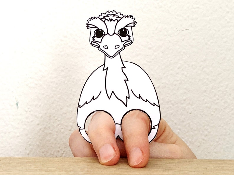 Emu Paper Craft Printable Australian Animal Finger Puppet Kids | Etsy