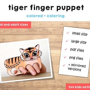 Tiger Paper Craft Printable Jungle Animal Finger Puppet Kids Craft Bear ...
