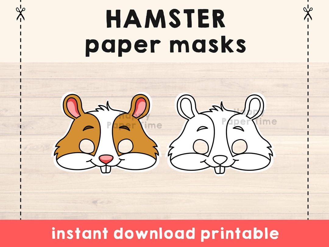 Hamster Mask Animal Mask Party Favor Pet Printable Pet Costume Coloring ...