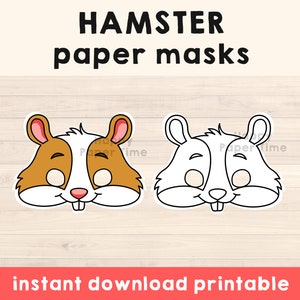 Hamster Mask Animal Mask Party Favor Pet Printable Pet Costume Coloring ...