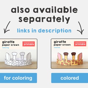 Giraffe Ears Paper Crown Party Coloring Printable Kids Craft Safari ...