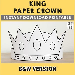 King Paper Crown Template Fantasy Medieval Party Headband Coloring ...