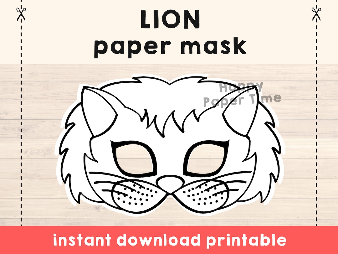 Lion Mask Printable Lion Costume Mask Lion Party Jungle Animal Mask ...