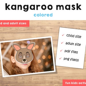 Kangaroo Mask Kangaroo Costume Australian Animal Mask Kangaroo Party ...