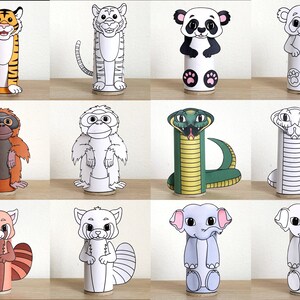 Asian Animals Toilet Paper Roll Craft Safari Party Coloring Printable ...