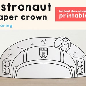 Astronaut Helmet Paper Crown Space Astronomy Party Coloring - Etsy