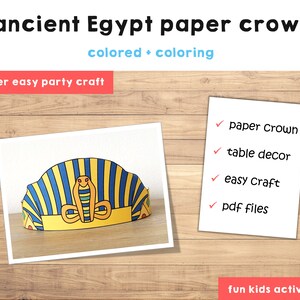 Pharaoh Paper Crown Ancient Egypt Template Party Coloring Printable ...