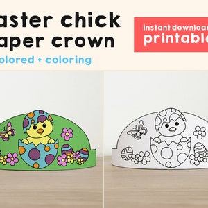 Easter Chick Eggs Hat Paper Crown Coloring Headband Easter Cut Out ...