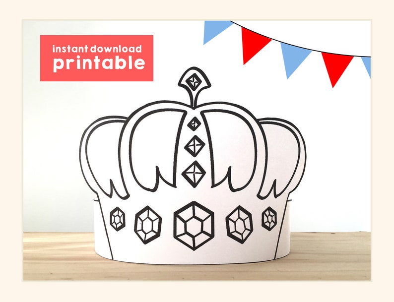 Prince Paper Crown Coloring Printable Kids Craft Prince | Etsy