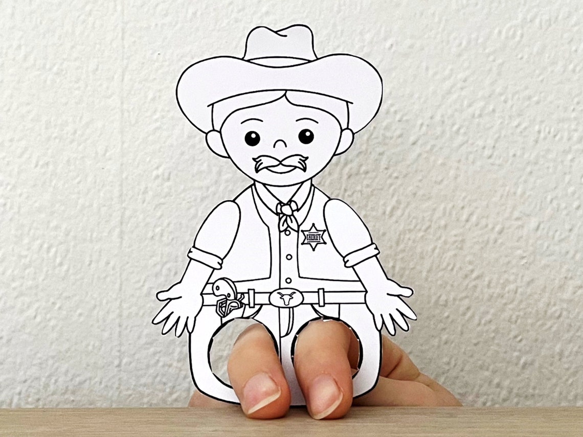 Sheriff Paper Craft Printable Wild West Finger Puppet Kids Craft Kids ...