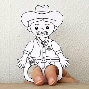 Sheriff Paper Craft Printable Wild West Finger Puppet Kids Craft Kids ...