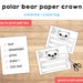 Polar Bear Paper Crown Party Coloring Paper Hat Printable Kids Craft ...