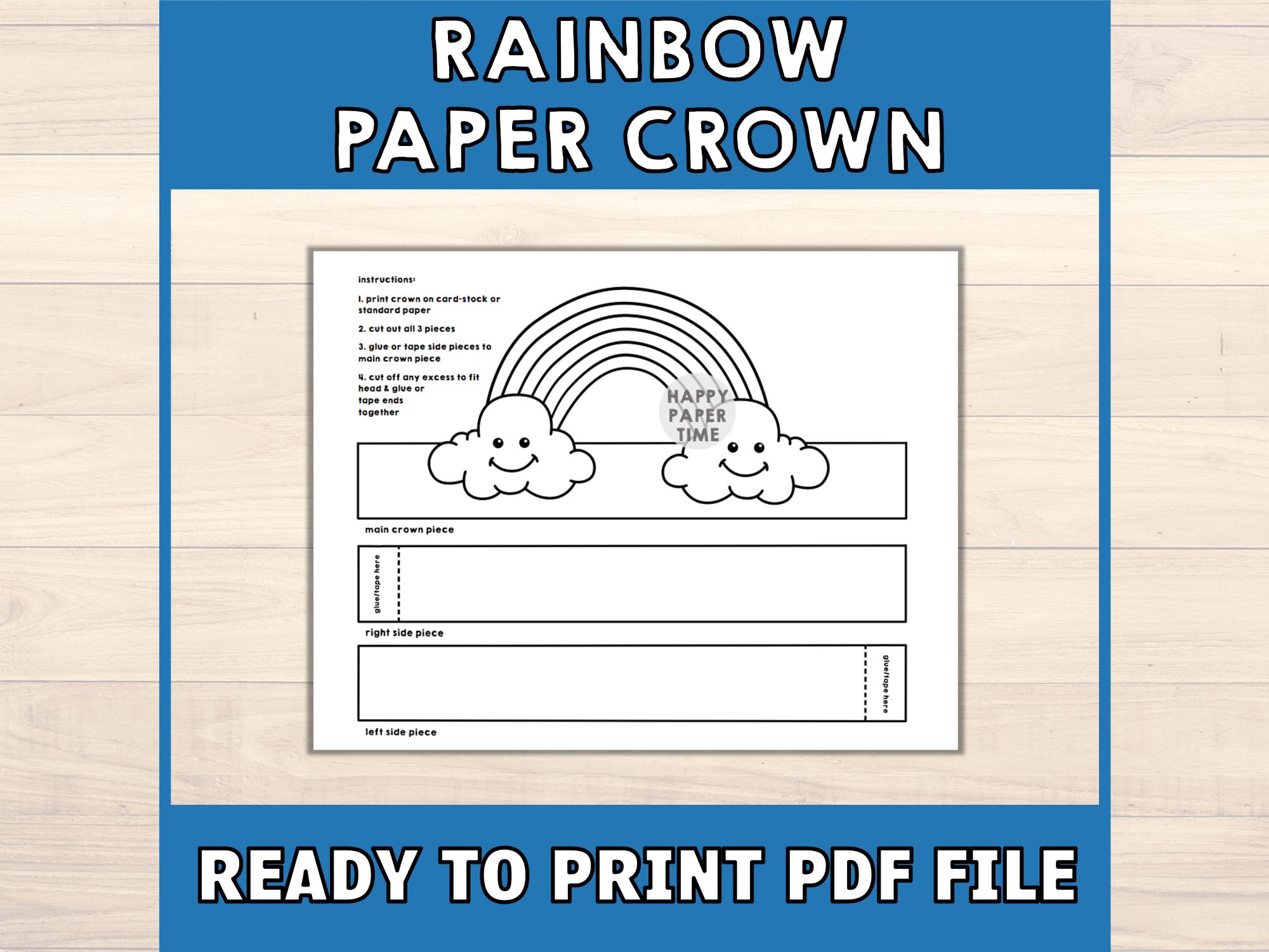 Rainbow Paper Crowns Astronomy Summer Spring Printable Kids Craft ...