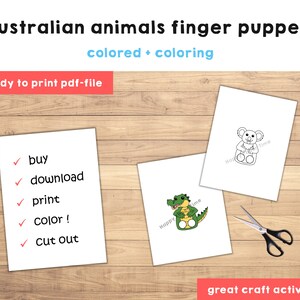 Australian Animal Paper Craft Printable Finger Puppet Template Kids ...