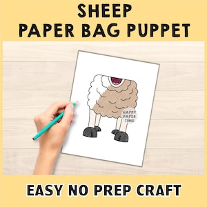 Sheep Paper Bag Puppet Printable Farm Animal Craft Activity Cut Paste ...