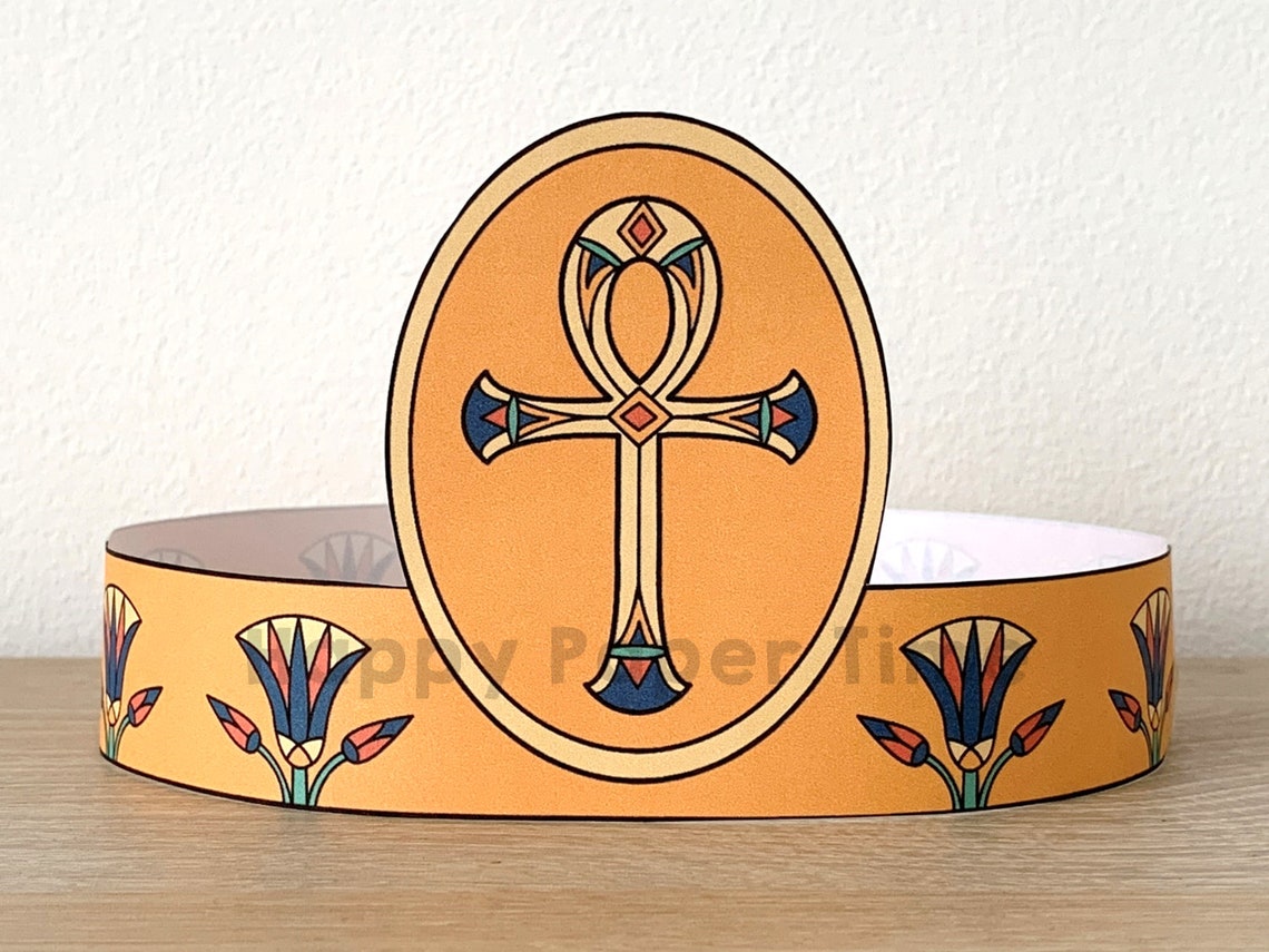 Ancient Egypt Ankh Paper Crown Hat Template Party Coloring Printable ...