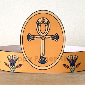 Ancient Egypt Ankh Paper Crown Hat Template Party Coloring Printable ...